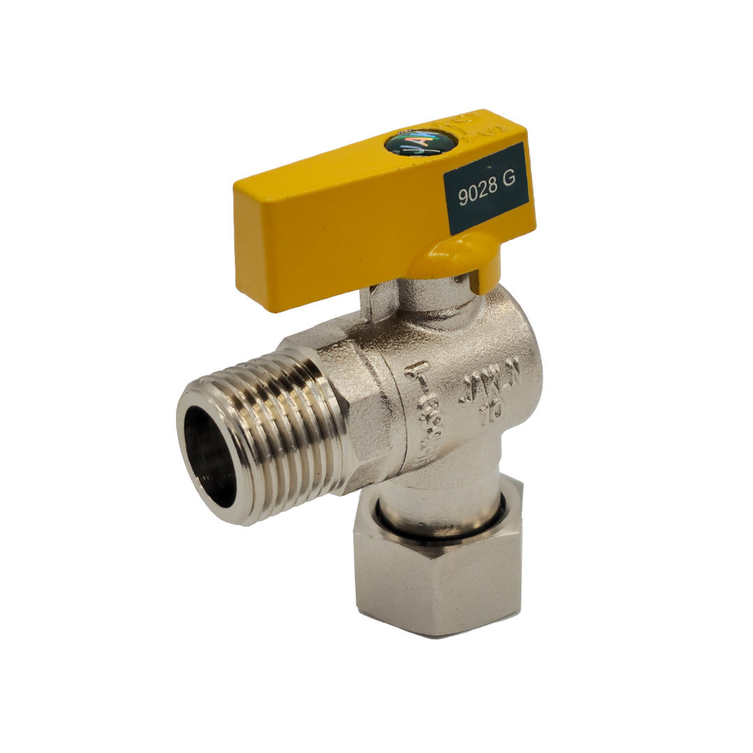 Ball Valve Gas Right Angled Loose Nut M x F 15mm - Plumbers Choice