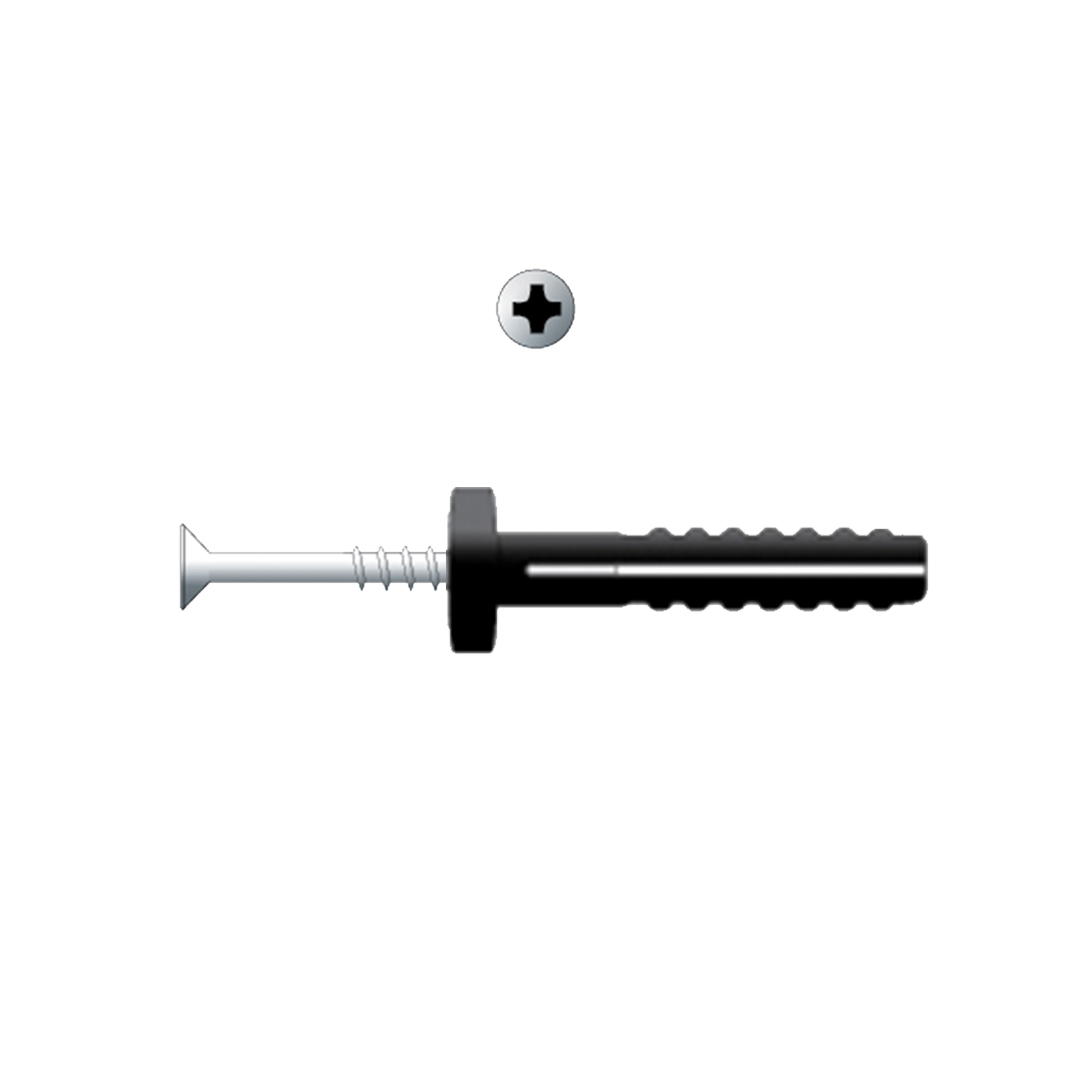 Nylon Tap Ins Black Round Head with Removable Screw 5mm x 40mm Per 100 ...