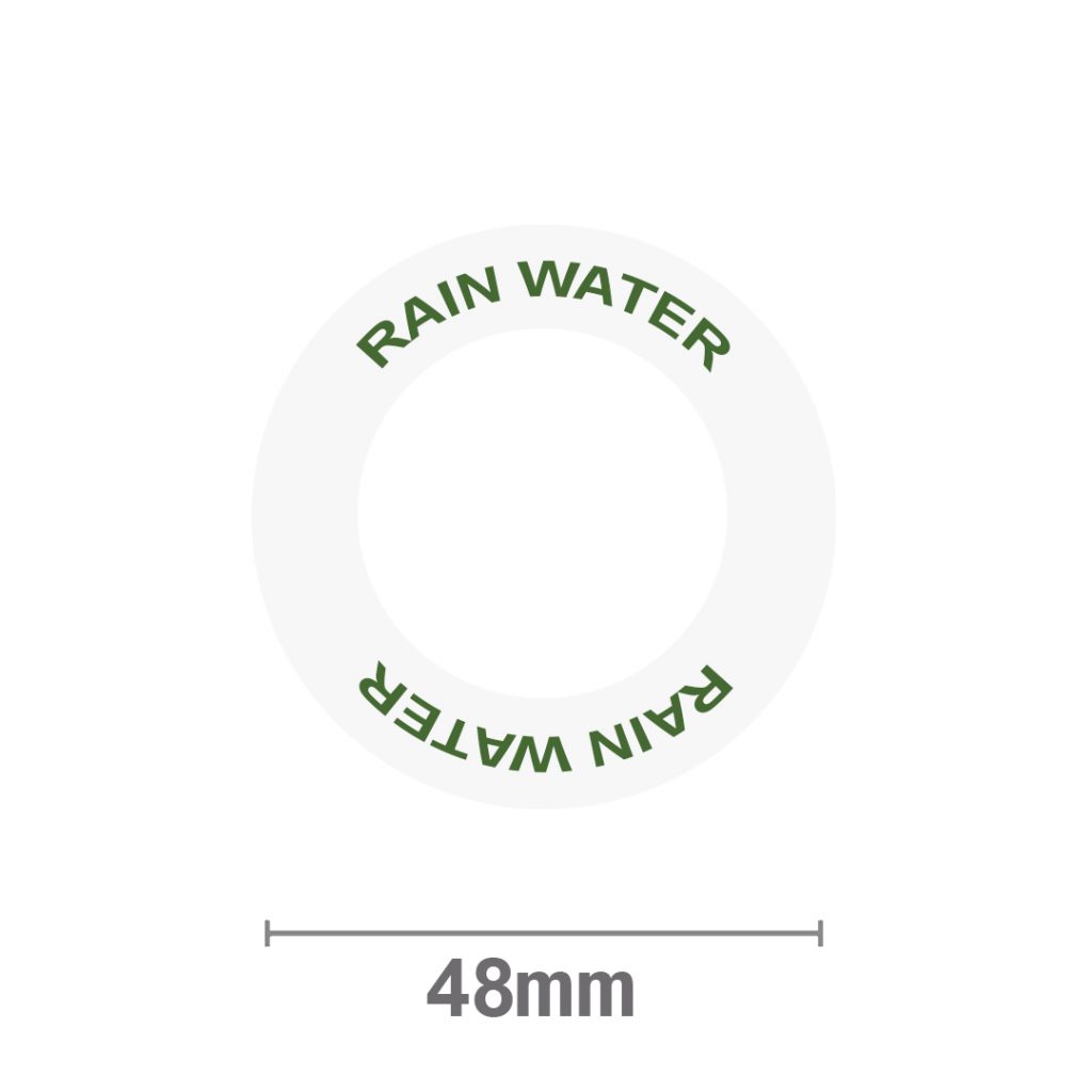 Label Cover Plate Rainwater Green on Clear Per 10 - Plumbers Choice