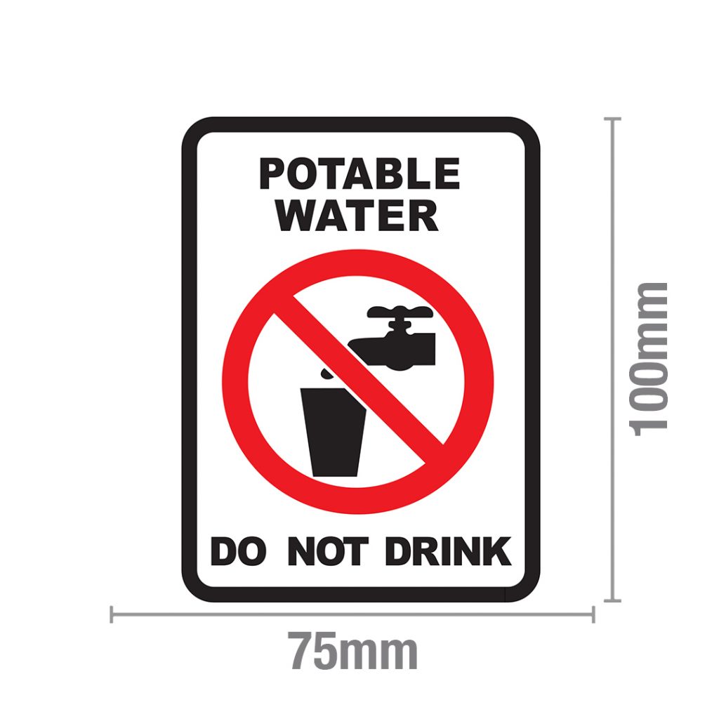 Sign Metal Potable Water Black/Red On White 100x75 - Plumbers Choice